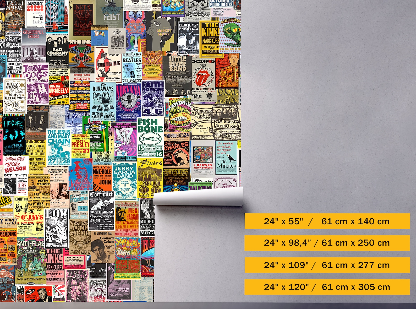 Vintage Concert Poster Collage Wallpaper: Retro Music Room Decor #100 ...