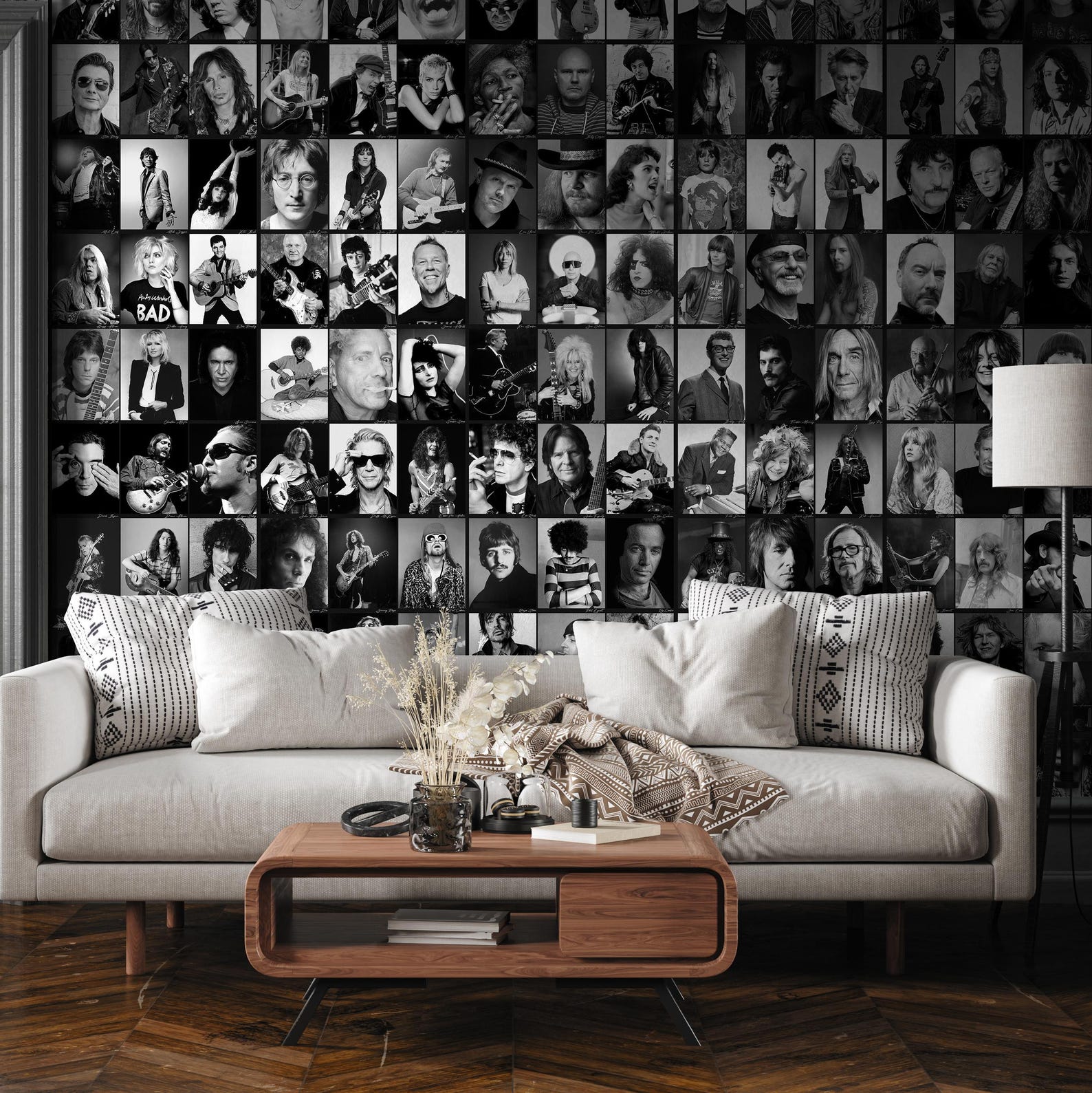Rock and Roll Legends Wallpaper: Black and White Music Icon Collage ...