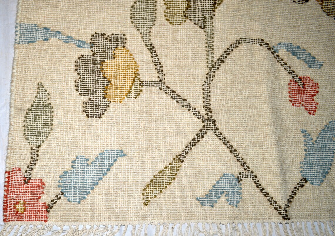 Scandinavian Rug, Floral Rya Rug Design 60s. Handmade in Sweden in the ...