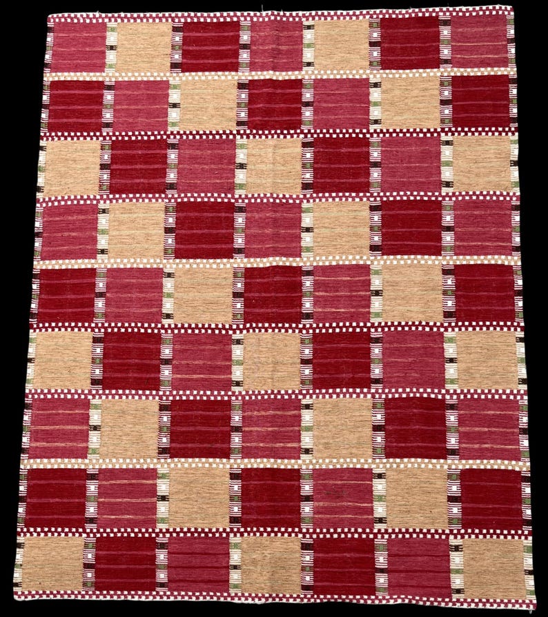 Checkered Rug Flatweave Rug for Aesthetic Living Room Red Rug Checkered ...