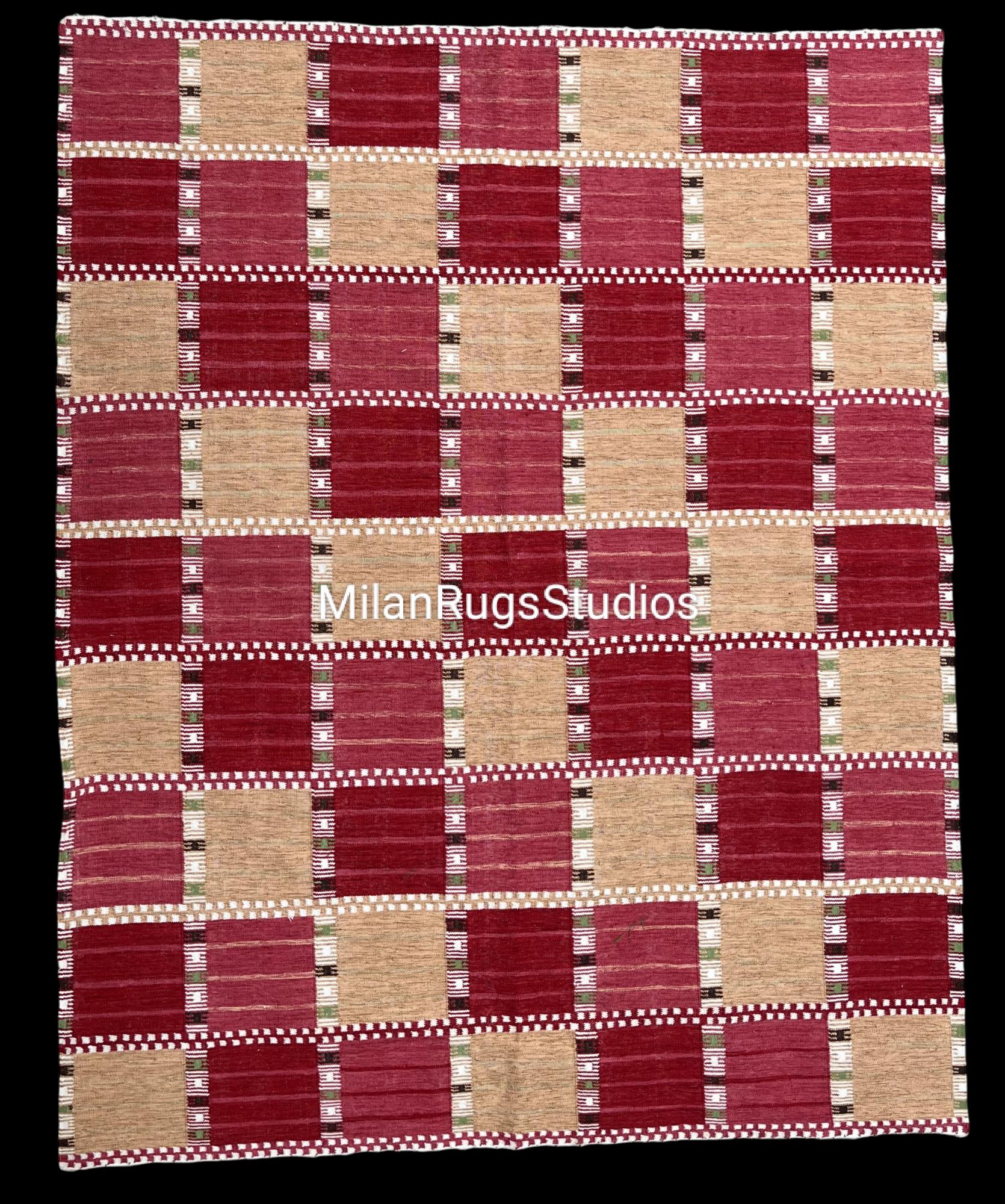 Checkered Rug Flatweave Rug for Aesthetic Living Room Red Rug Checkered ...