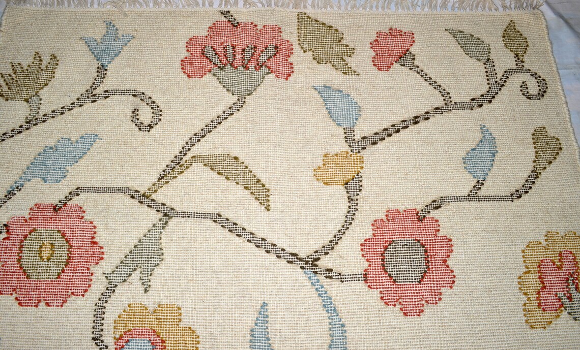 Scandinavian Rug, Floral Rya Rug Design 60s. Handmade in Sweden in the ...