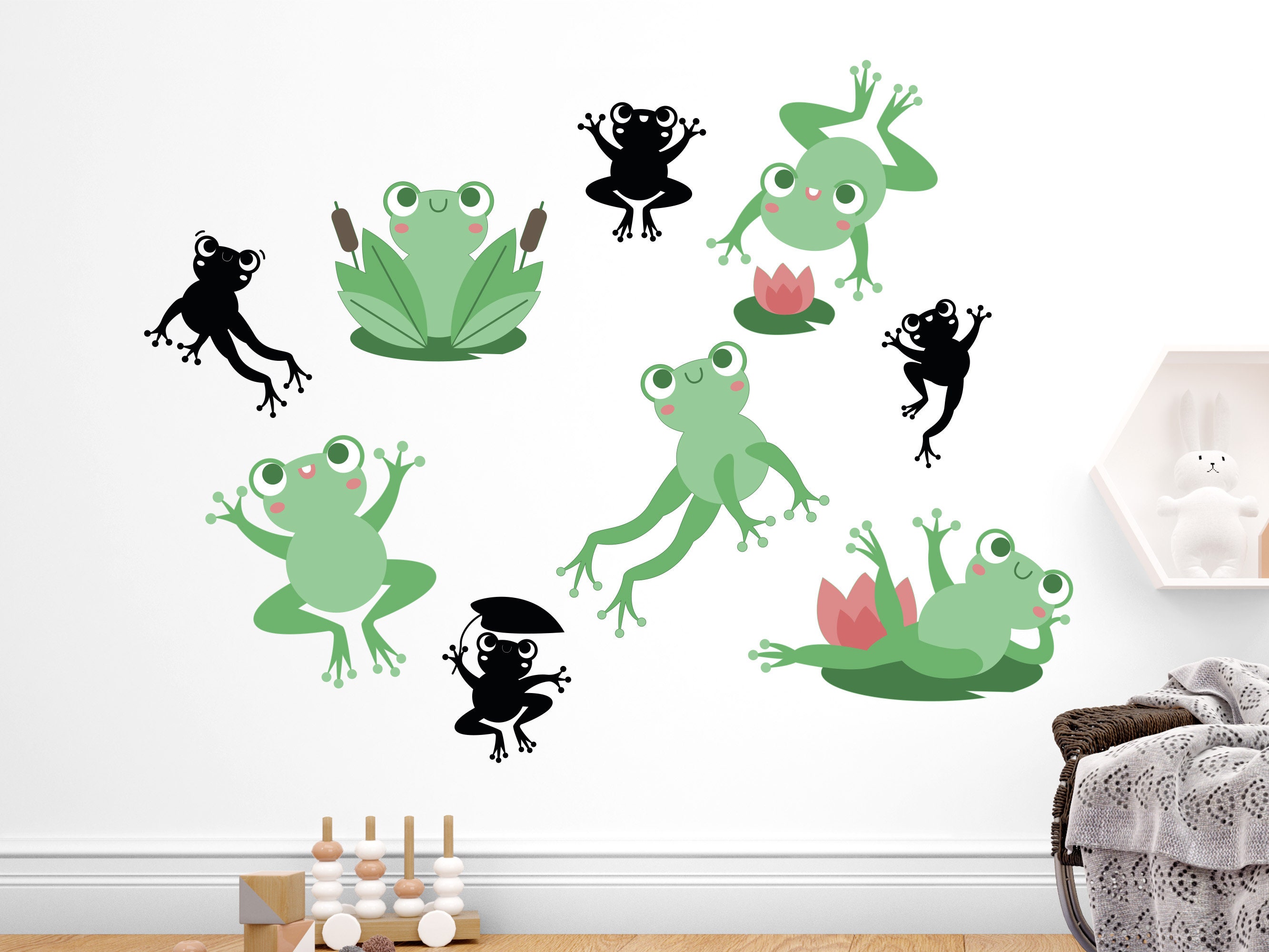 Wall Decal Set Children's Room Funny Frogs: Frog Gang on Water Lily ...