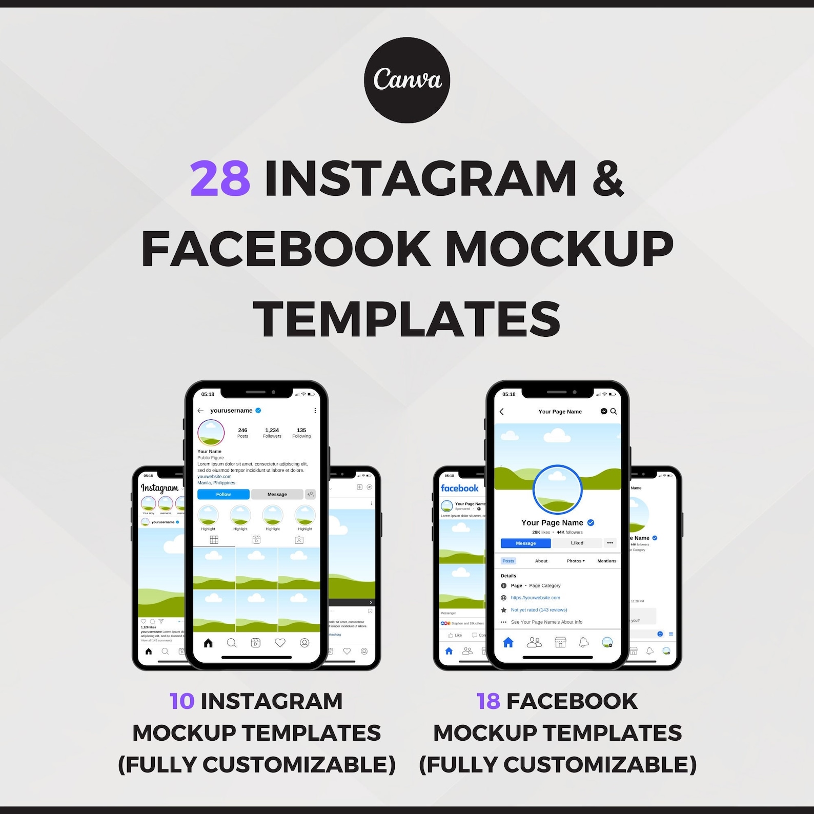 28 Instagram & Facebook Mockup Templates Fully Customizable - Etsy