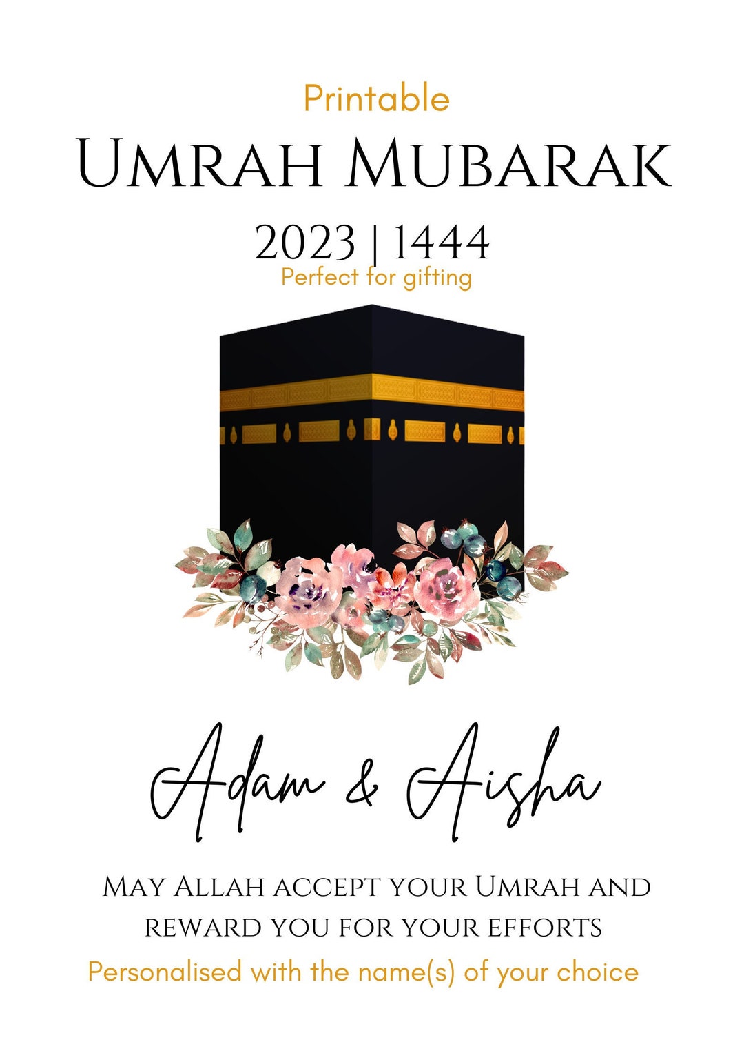 Printable Personalised Umrah Mubarak Poster Etsy