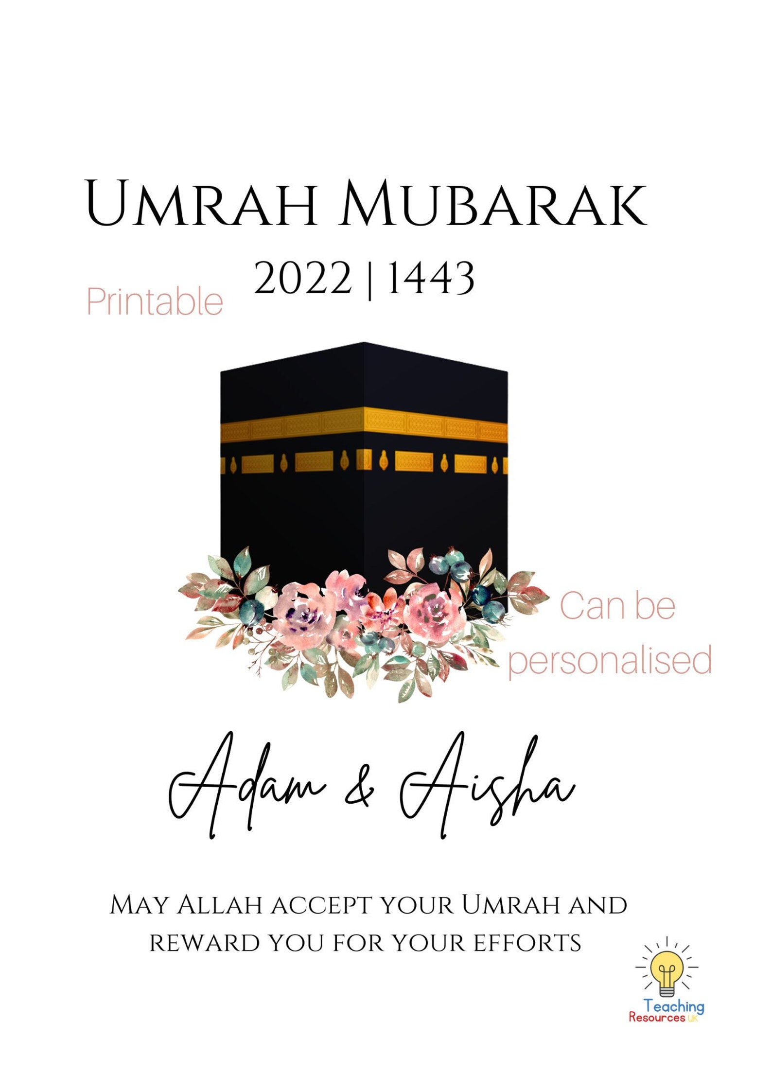Printable Personalised Umrah Mubarak Poster - Etsy UK