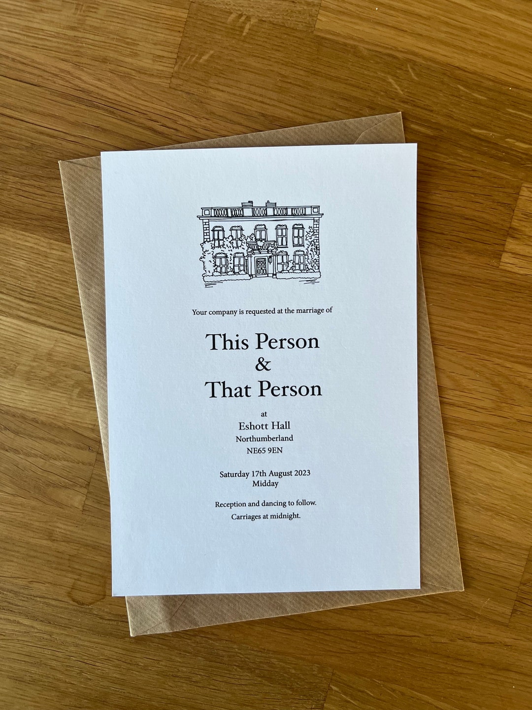 Bespoke Custom Wedding Venue Doodle Invitations Hand Drawn and Made to ...