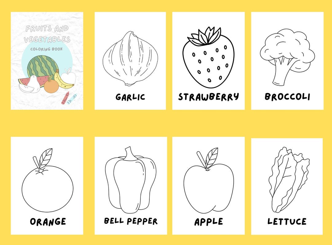 Fruits and Vegetables Coloring Book - Coloring Pages for Kids ...