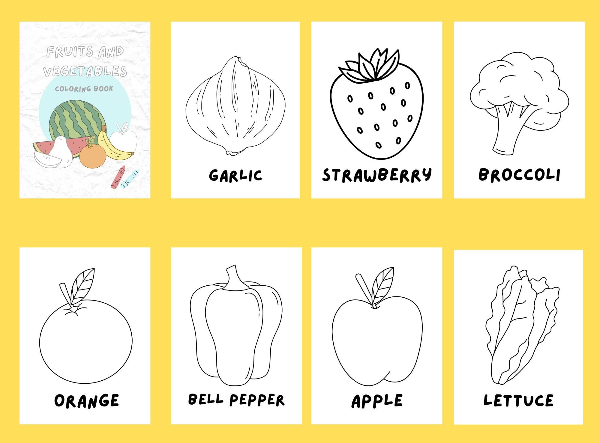 Fruits and Vegetables Coloring Book - Coloring Pages for Kids ...