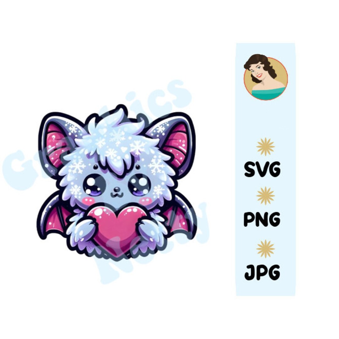 Kawaii Fluffy Bat Svg Png Jpeg Format Commercial Use - Etsy