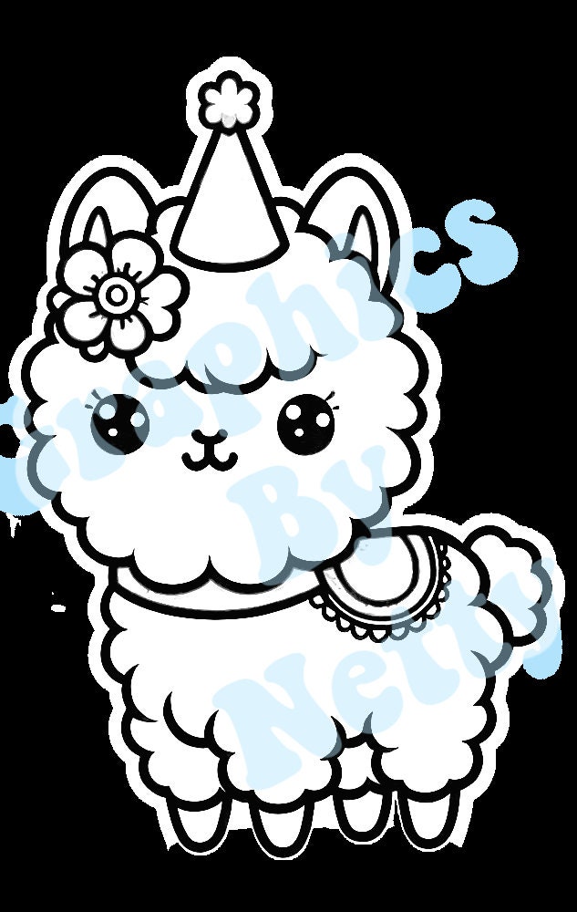 Kawaii Birthday Alpaca Svg Png Jpeg Format Commercial Use - Etsy