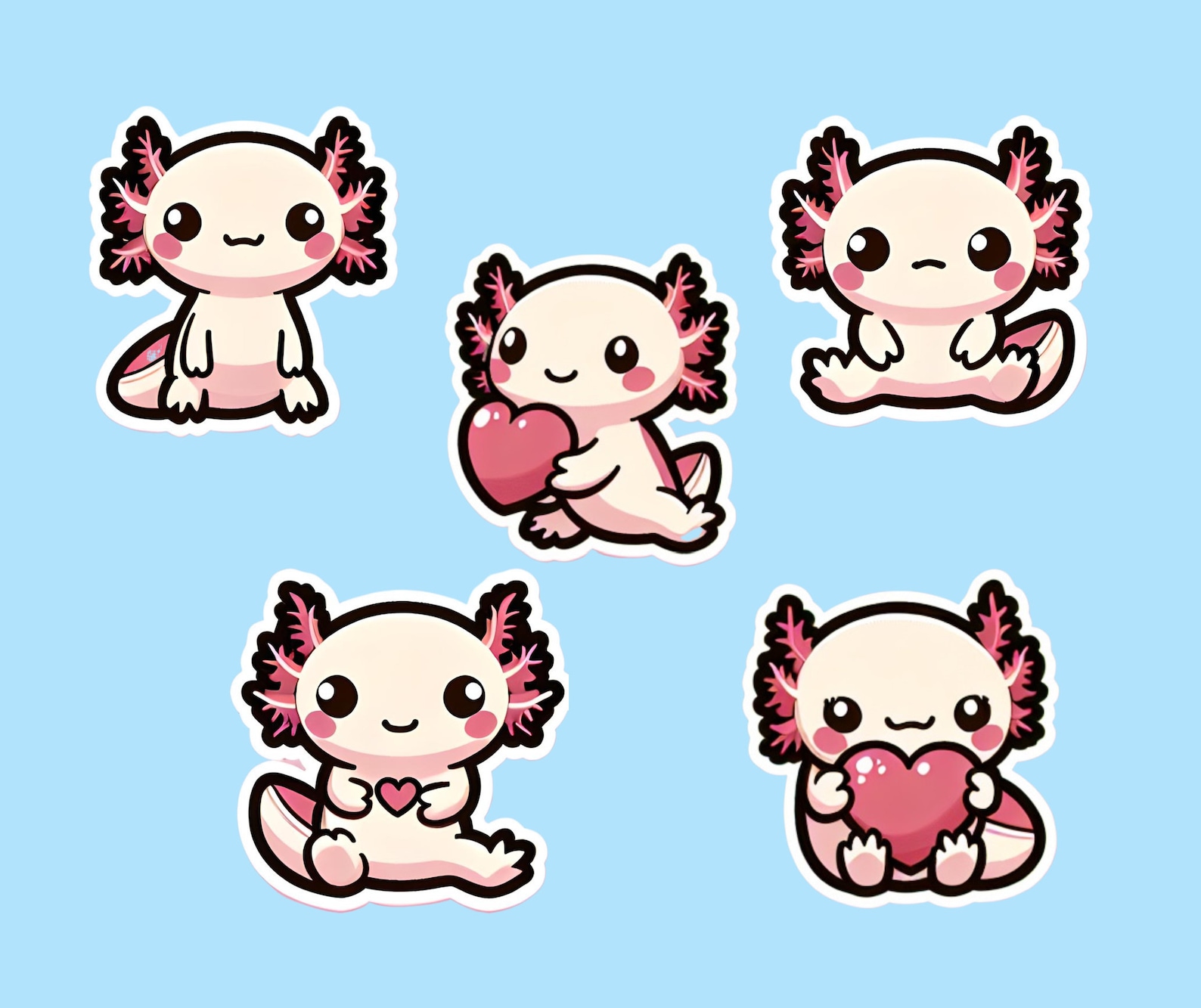 Kawaii Axolotl Clipart Set Svg Png Jpeg Format Commercial Use - Etsy