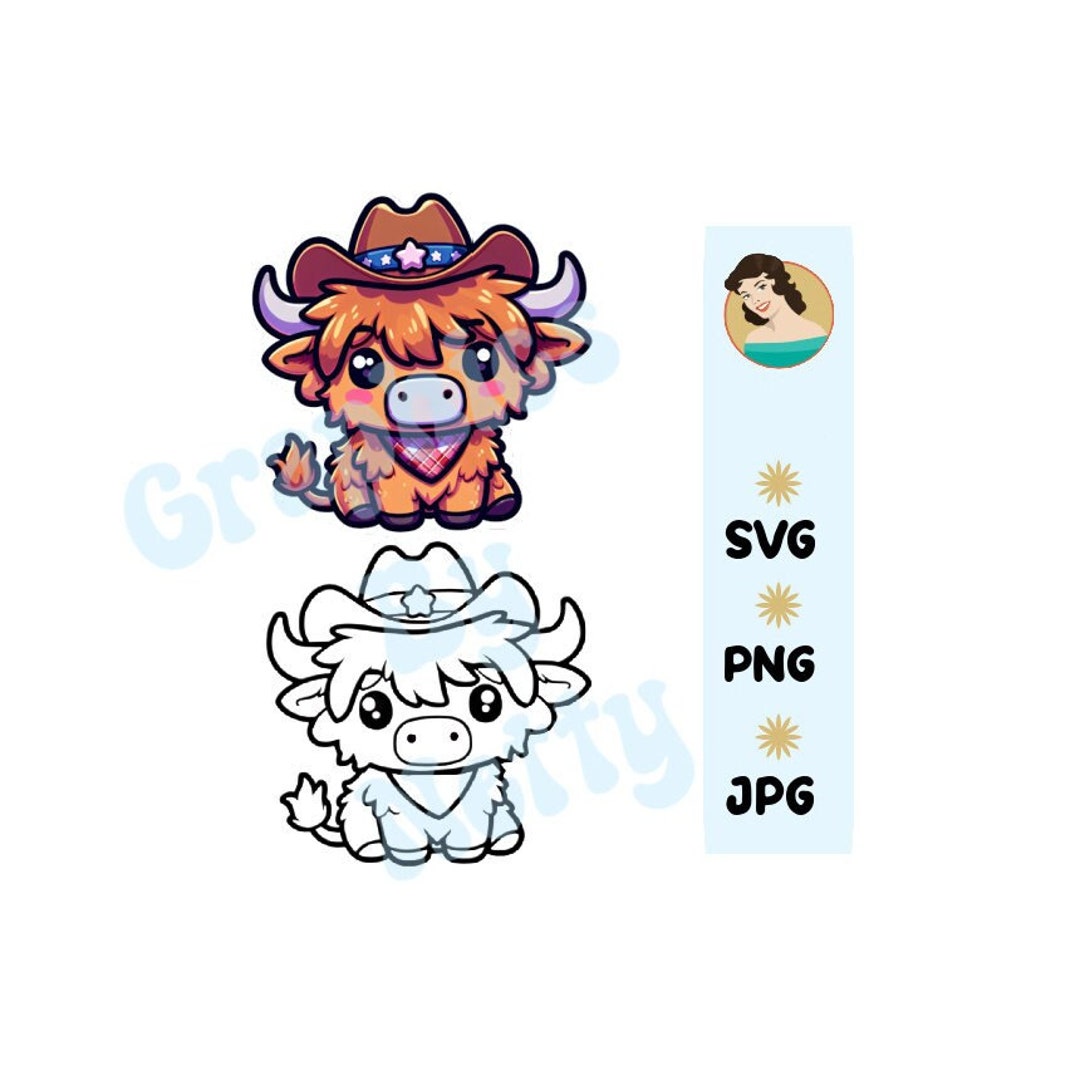 Highland Cow Jpeg/svg/png Format Commercial Use Digital Stamp Outlines ...