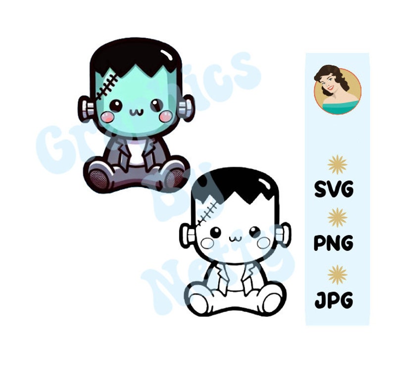 Kawaii Sitting Frankie Jpeg/svg/png Format Commercial Use Digital Stamp ...