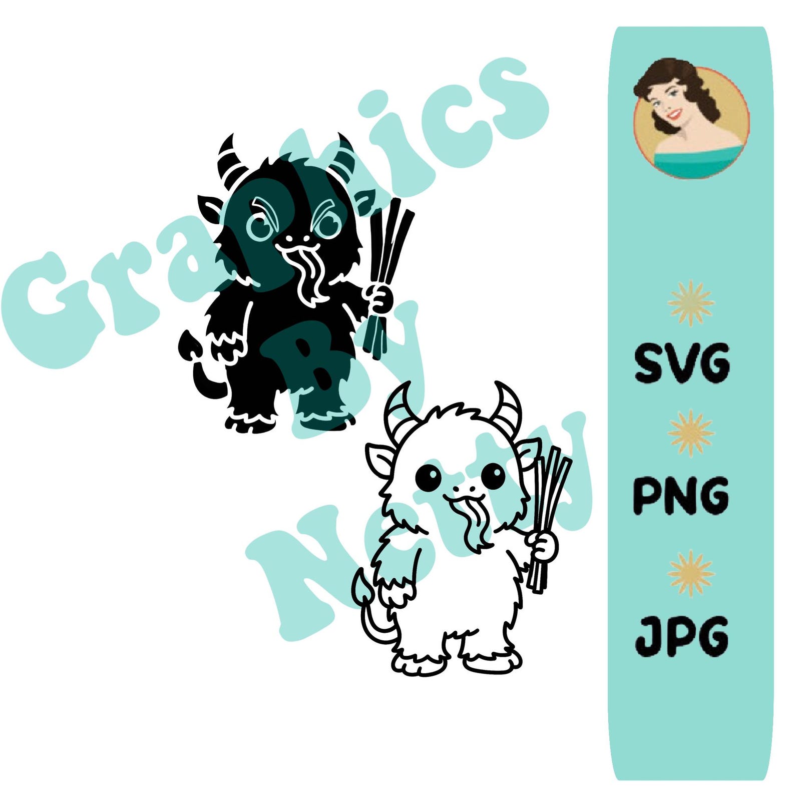 Kawaii Krampus Jpeg/svg/png Format Commercial Use Digital Stamp ...