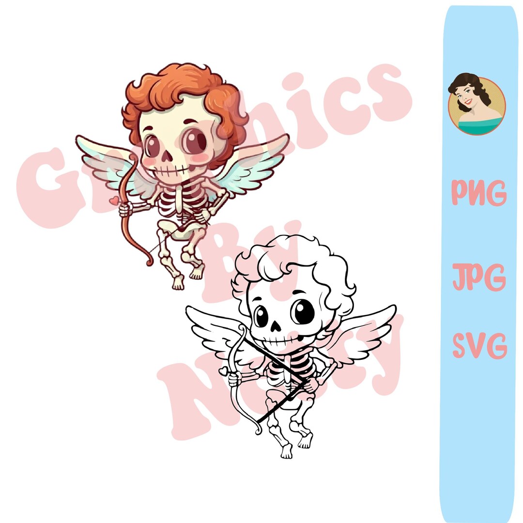 Skeleton Cupid Svg Png Jpeg Format Commercial Use - Etsy