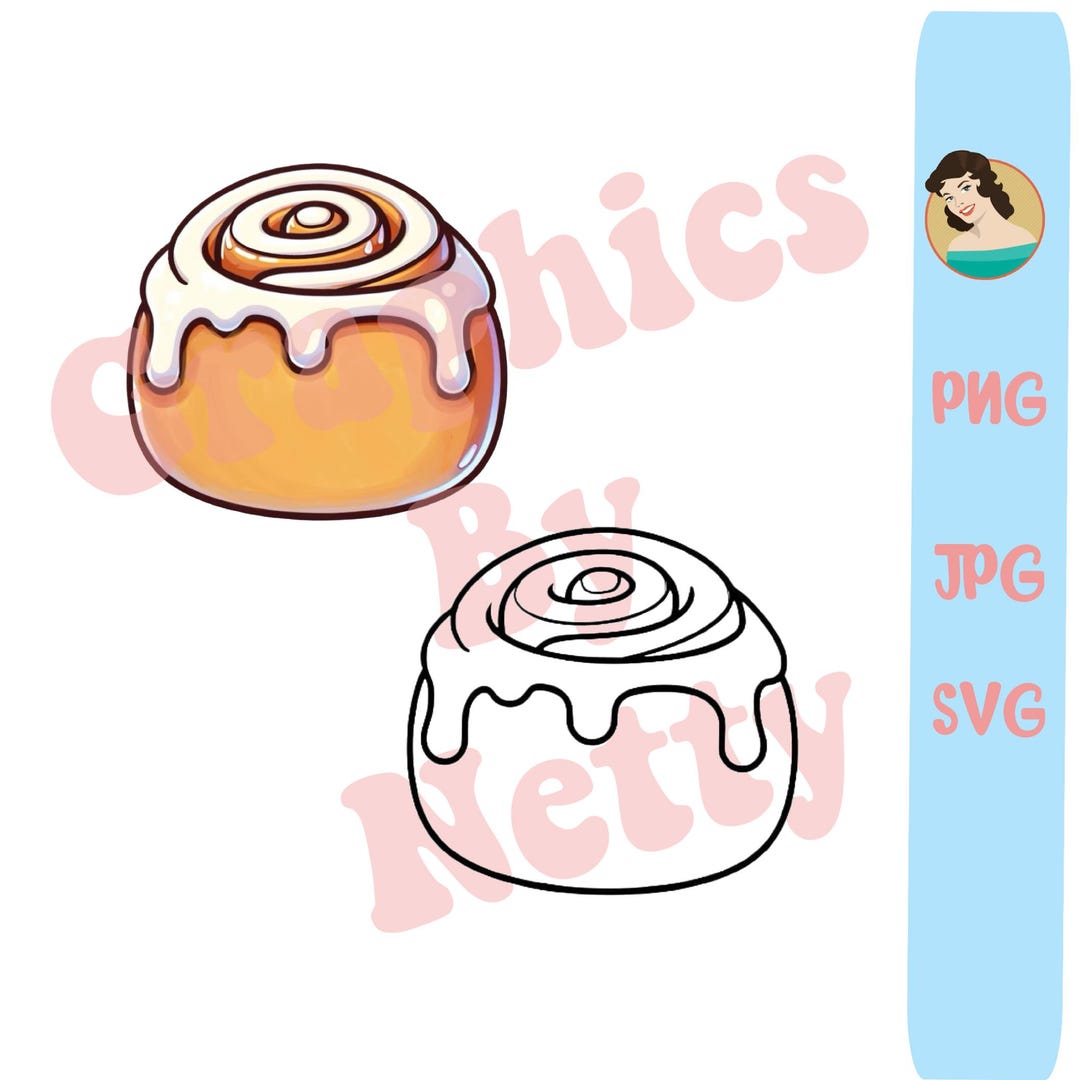 Plain Cinnamon Bun Jpeg/svg/png Format Commercial Use Digital Stamp ...