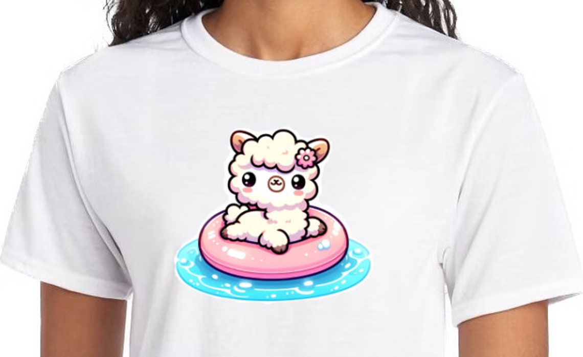 Kawaii Alpaca in Pool Floatie Jpeg/svg/png Format Commercial Use ...
