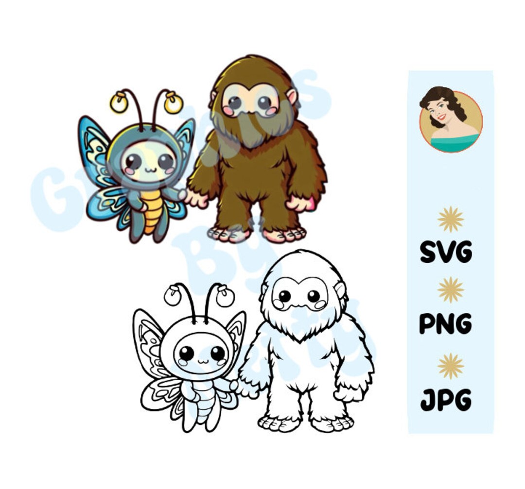 Mothman and Bigfoot BFF Jpeg/svg/png Format Commercial Use Digital ...