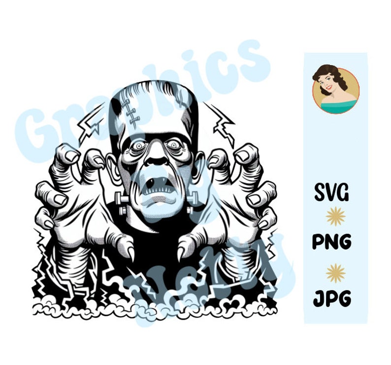 Retro Style Frankenstein Jpeg/svg/png Format Commercial Use Digital ...
