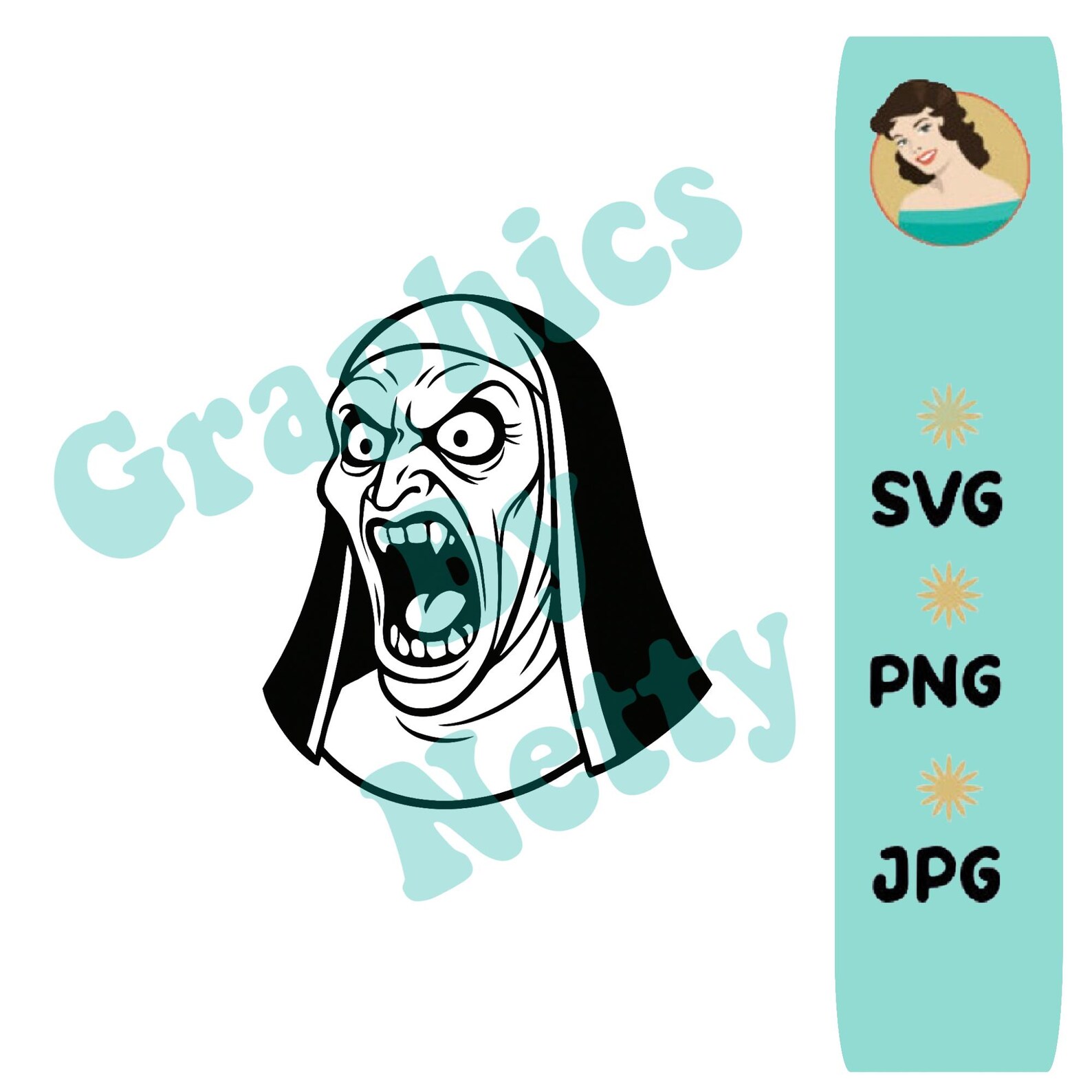 Evil NUN Jpeg/svg/png Format Commercial Use Digital Stamp Outlines - Etsy