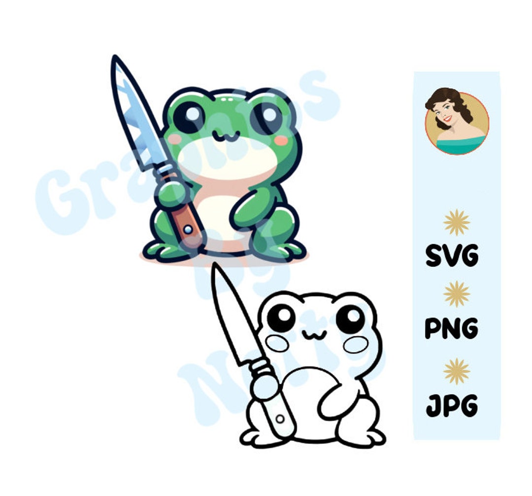 Froggy With Knife Jpeg/svg/png Format Commercial Use Digital Stamp ...