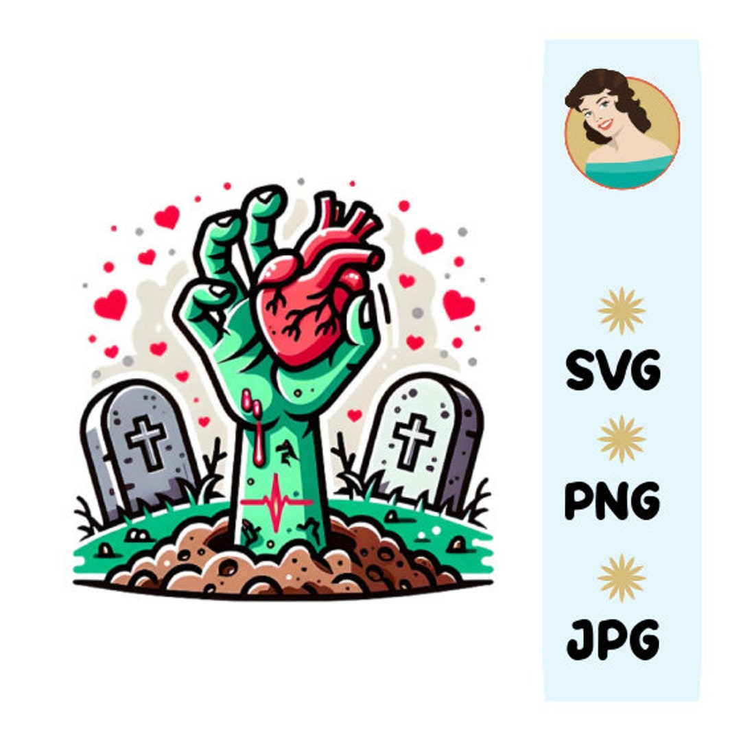 Zombie Hand Holding Heart Svg Png Jpeg Format Commercial Use - Etsy