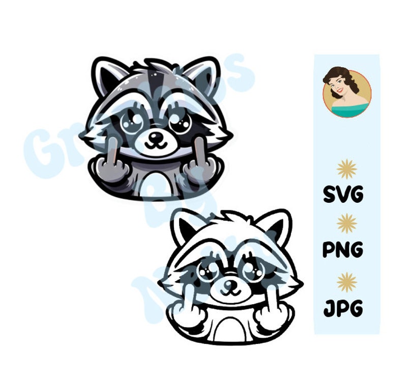 Racoon Middle Fingers Jpeg/svg/png Format Commercial Use Digital Stamp ...