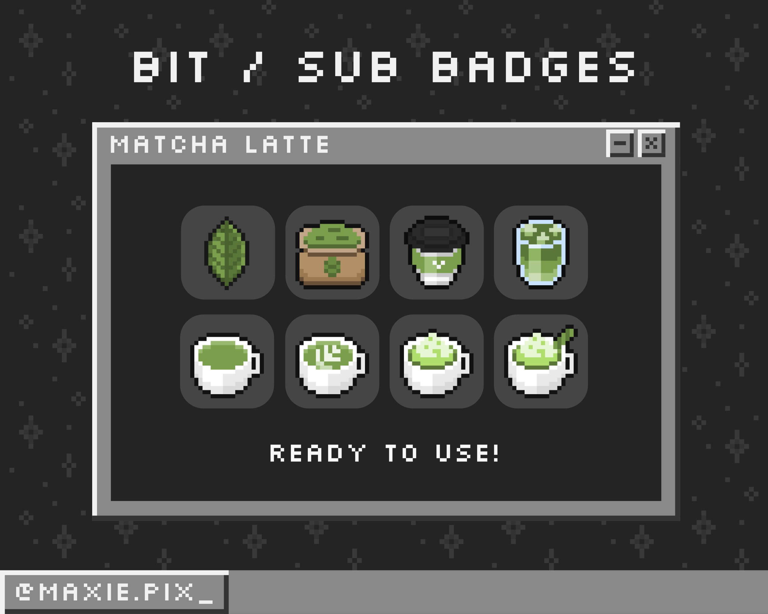 Insignias de Twitch / Pixel Art / Cute Matcha Latte Bit Sub - Etsy México