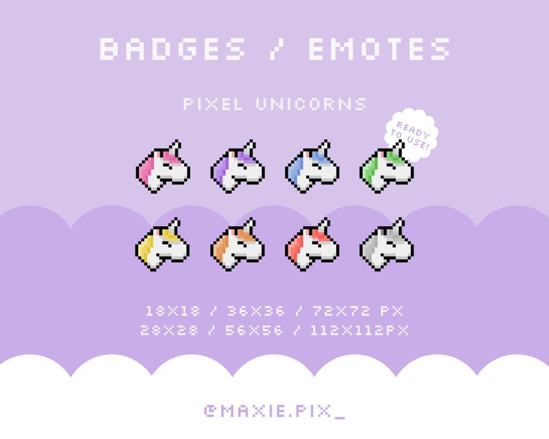 Twitch Badges / Pixel Art / Cute Unicorn Bit Sub Badges / Emotes ...