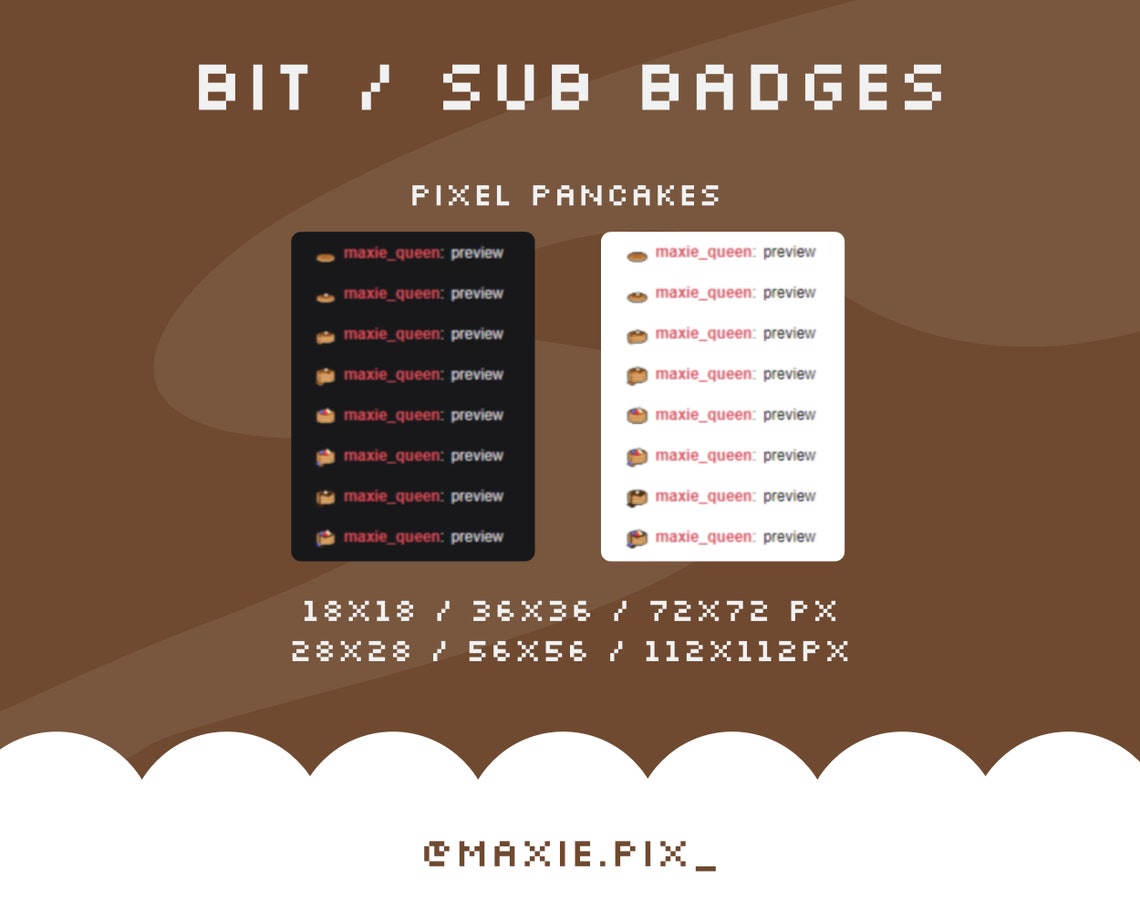 Twitch Badges / Pixel Art / Cute Pancakes Bit Sub Badges / Badges and ...