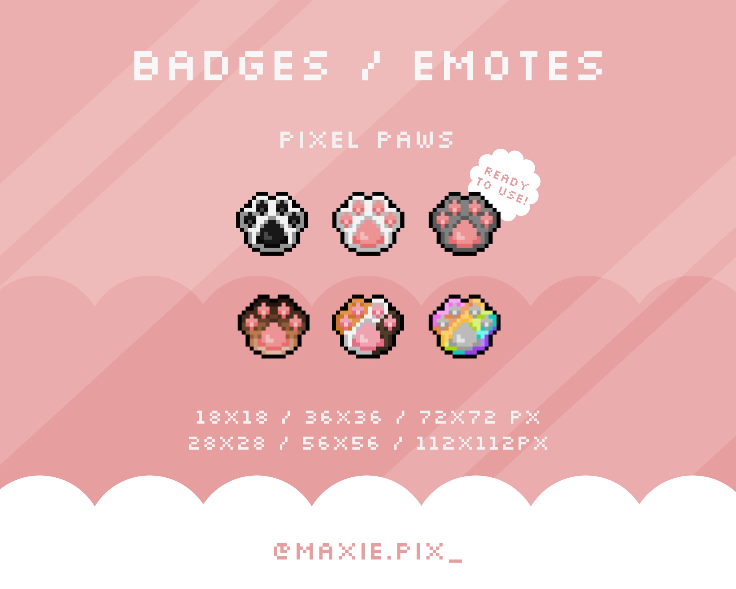 Insignias de Twitch / Pixel Art / Insignias lindas de Paw Bit Sub ...