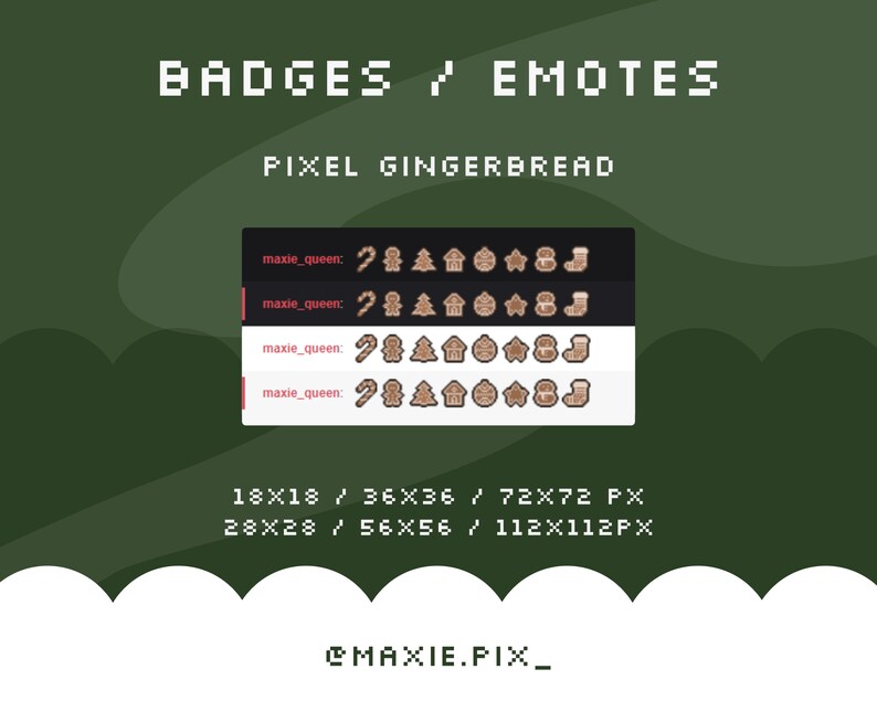 Twitch Badges / Pixel Art / Cute Gingerbread Bit Sub Badges / Emotes ...