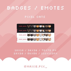Twitch Badges / Pixel Art / Cute Cat Heads Bit Sub Badges / Emotes ...