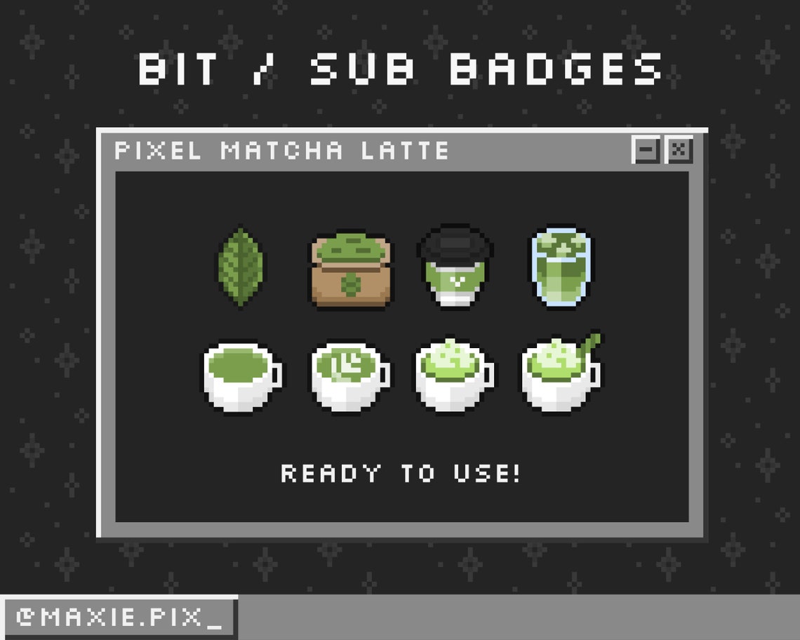 Twitch Badges / Pixel Art / Cute Matcha Latte Bit Sub Badges / - Etsy
