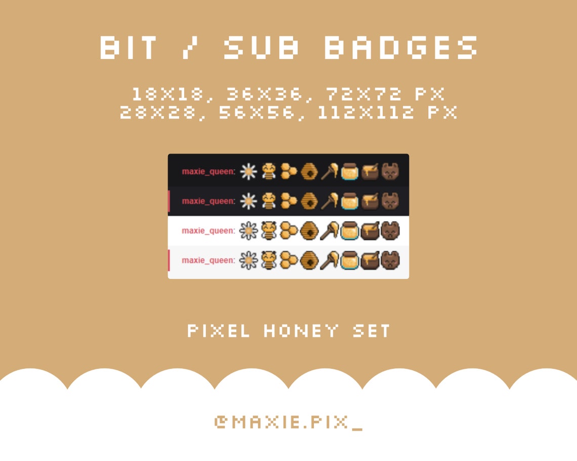Twitch Badges / Pixel Art / Cute Honey Bit Sub Badges / Emotes - Etsy