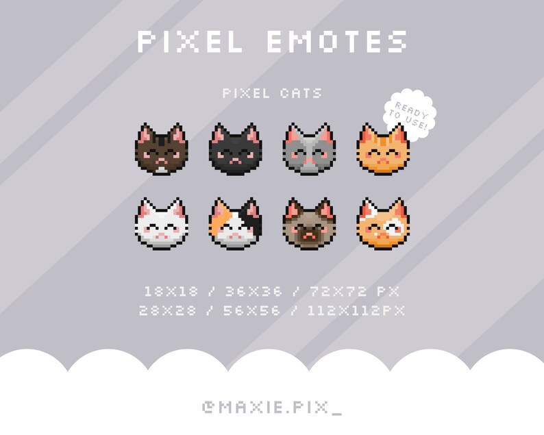 Twitch Badges / Pixel Art / Cute Cat Heads Bit Sub Badges / Emotes ...
