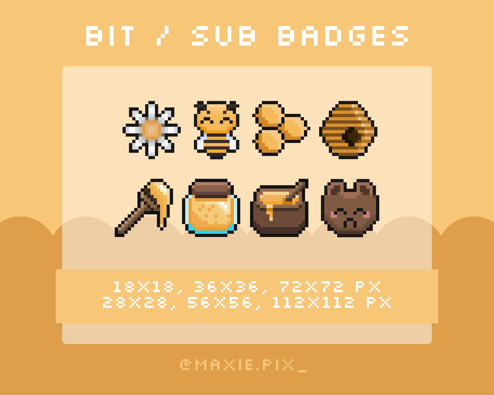 Twitch Badges / Pixel Art / Cute Honey Bit Sub Badges / Emotes - Etsy