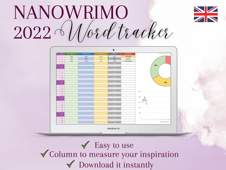 Nanowrimo 2022 Word Tracker Template - Etsy