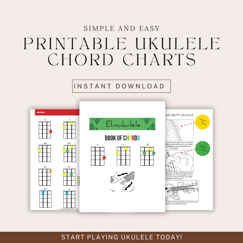 Ukulele Chord Charts - Etsy