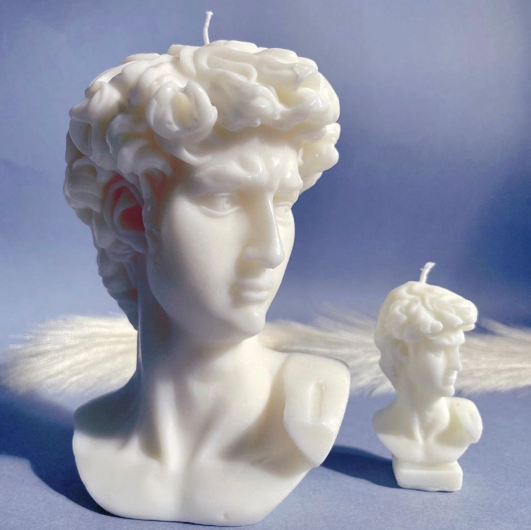 Large and Small David Head Bust Michelangelo Sculpture Fragranced Soy Wax Candle Handmade Home ...