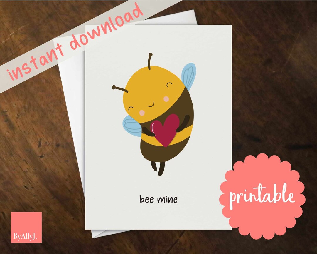 Printable Valentines Card. Cute Printable Card. Downloadable Valentine Card. Digital Card ...
