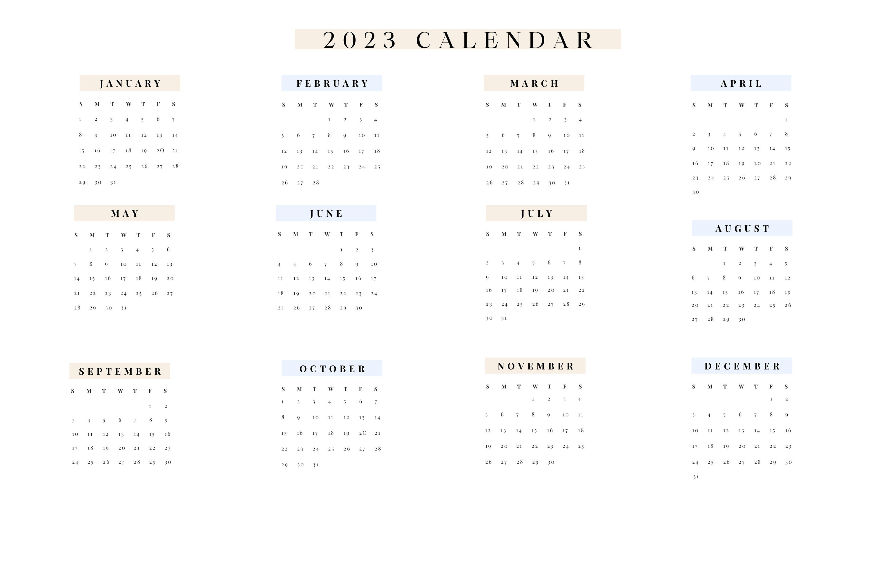 CALENDAR 2023 Template | Printable PDF | A4, A5, 6x9" | Commercial - Etsy