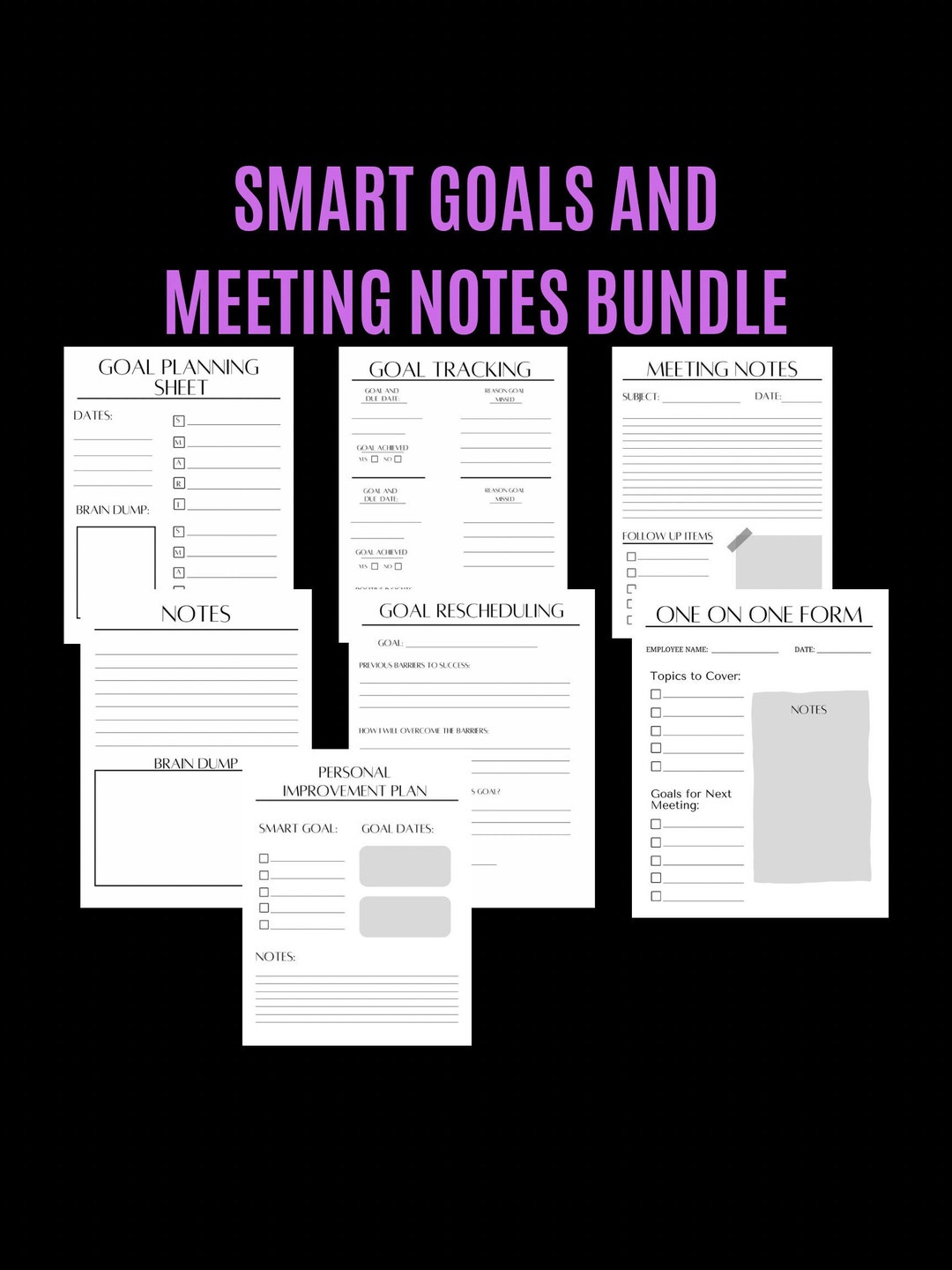 Meeting Notes and SMART Goal Planning Bundle - Etsy