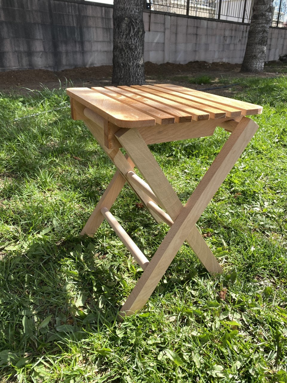 Folding Stool, Natural Stool, Wooden Stool, Balcony Stool, Picnic Stool ...