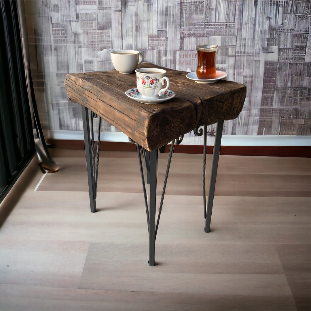 Handmade Solid Wooden Coffee Table for Patio, Natural Wooden Coffee ...