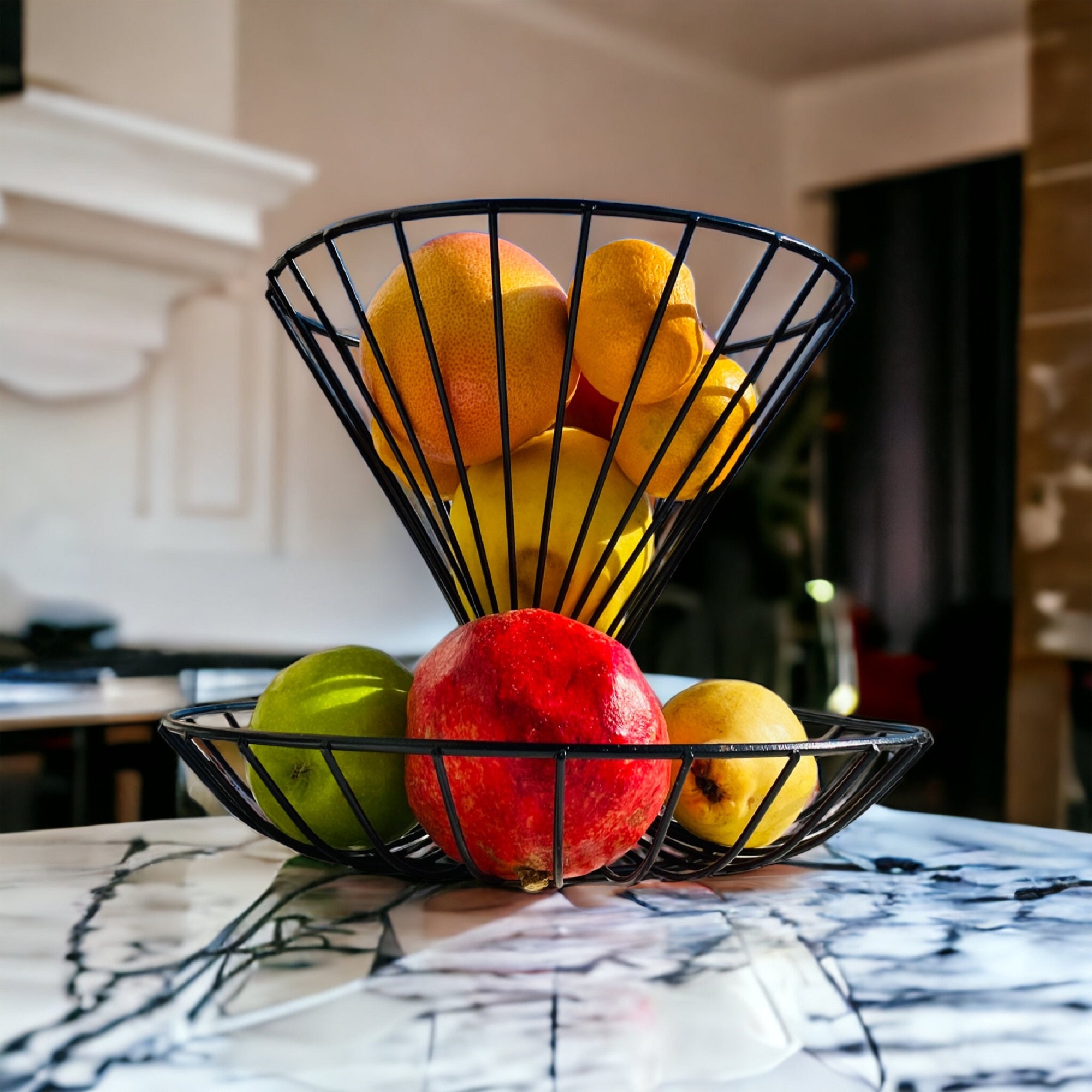 Metal Fruit Bowl for Kitchen Counter Modern Metal Wire Vegetable Basket ...