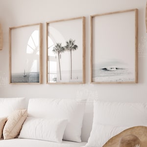 Neutral Ocean Print Set of 3, Minimalist Coastal Wall Art, Beach Decor ...