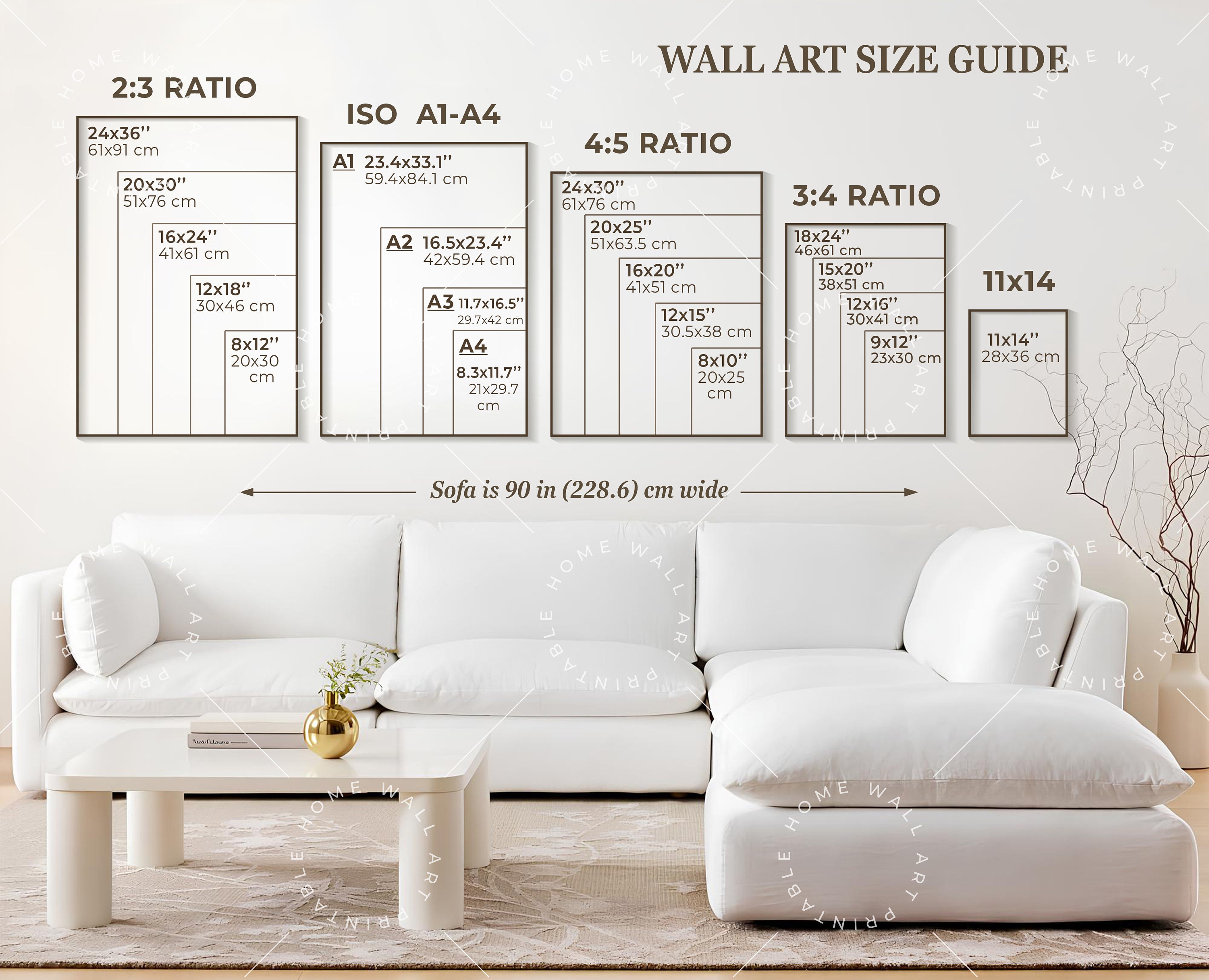 Wall Art Size Guide, Poster Size Chart, Photo Frame Sizes, Canvas Size ...
