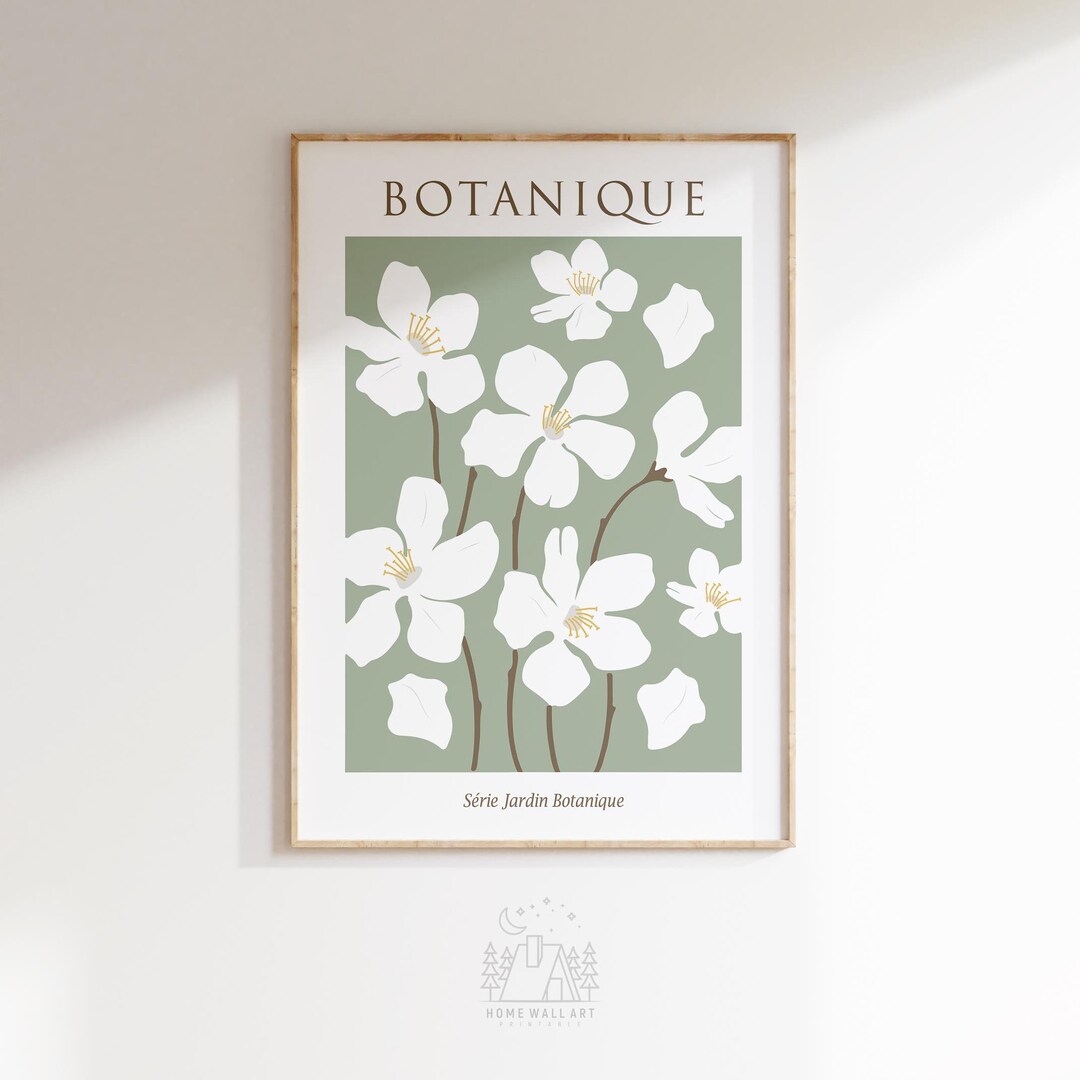 Sage Green Flower Art Print - Botanical Exhibition Poster - Floral Wall ...
